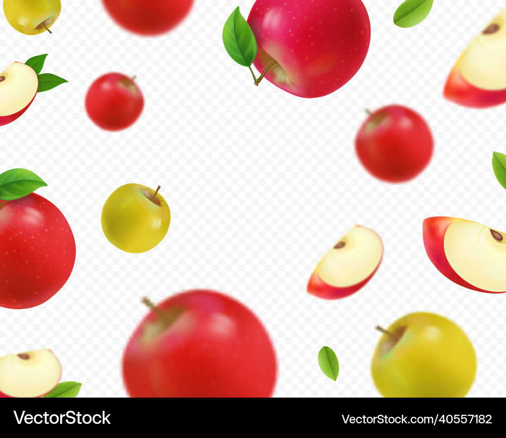 Flying colorful apples falling red Royalty Free Vector Image