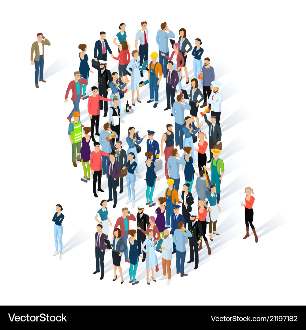 Isometric People Numbers - Diverse Group Vector Image
