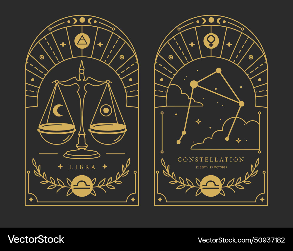 Magic witchcraft cards with libra zodiac sign Vector Image