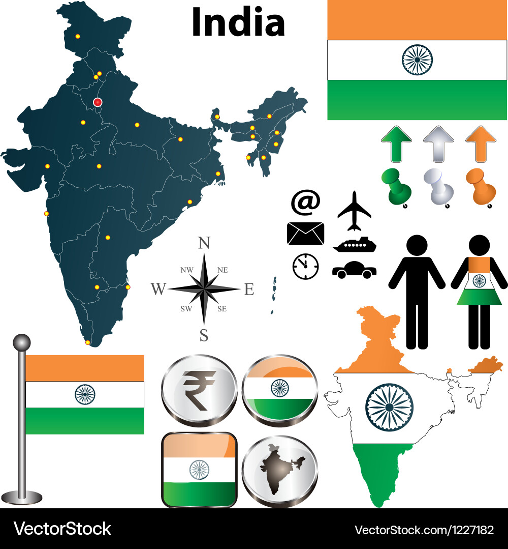 Map of india Royalty Free Vector Image - VectorStock