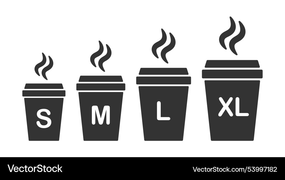 Paper coffee cup size icon symbol collection Vector Image