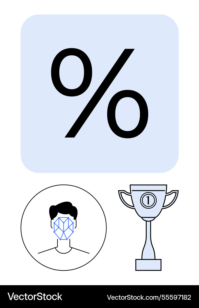 Percentage symbol with face recognition graphic Vector Image