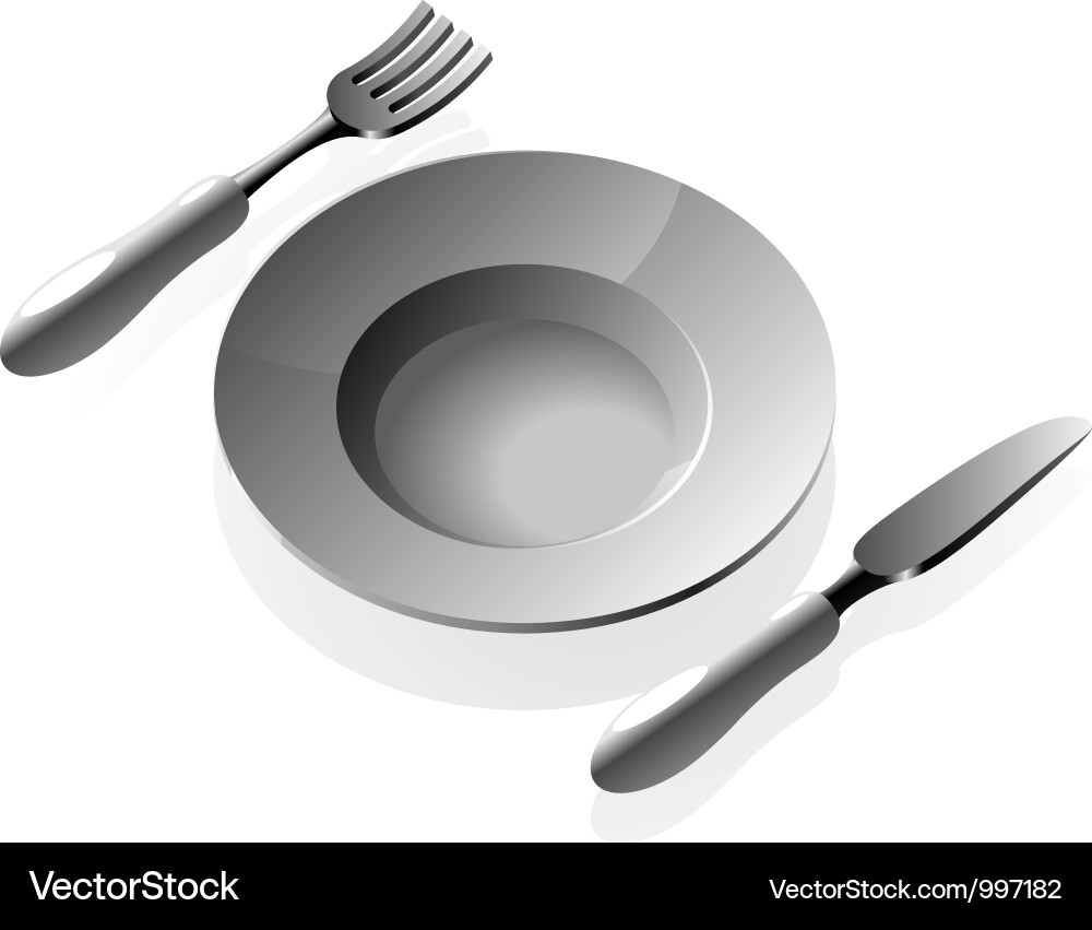 Plate and silverware Royalty Free Vector Image