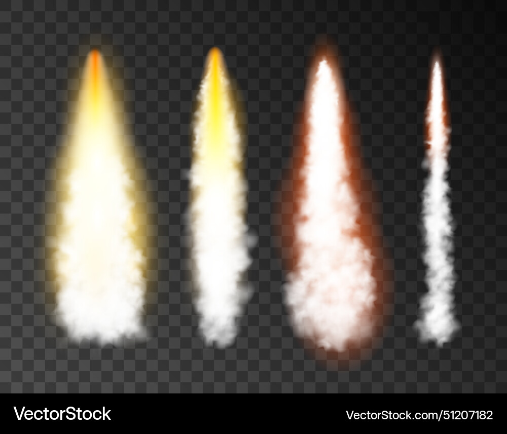 Rocket fire 3d smoke isolated jet effect flame Vector Image