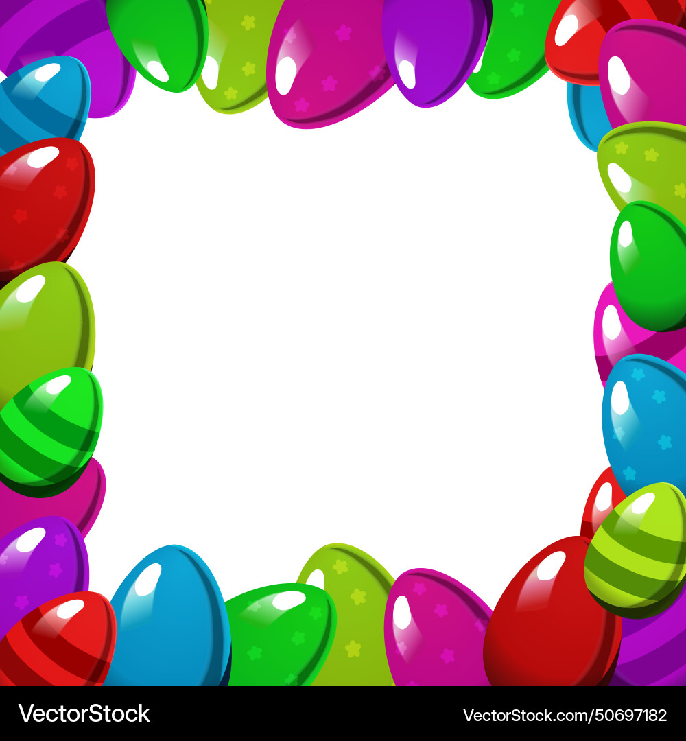 Square frame with colorful easter eggs for word Vector Image