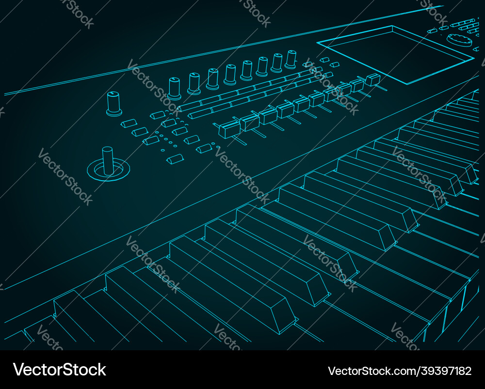 Synthesizer keyboard close-up Royalty Free Vector Image