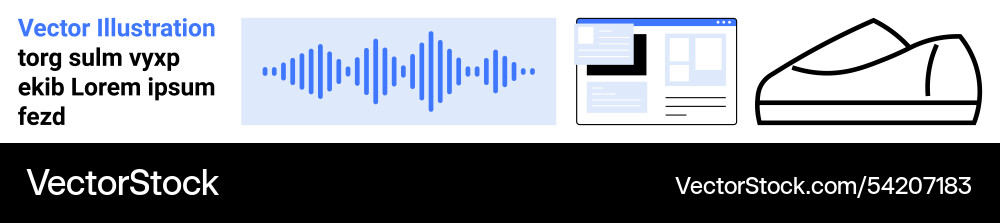 Abstract visuals with text sound wave website Vector Image