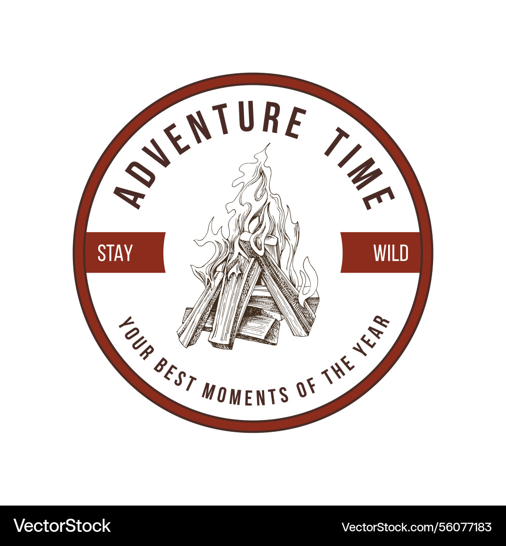 Campfire hand drawn logo template Royalty Free Vector Image