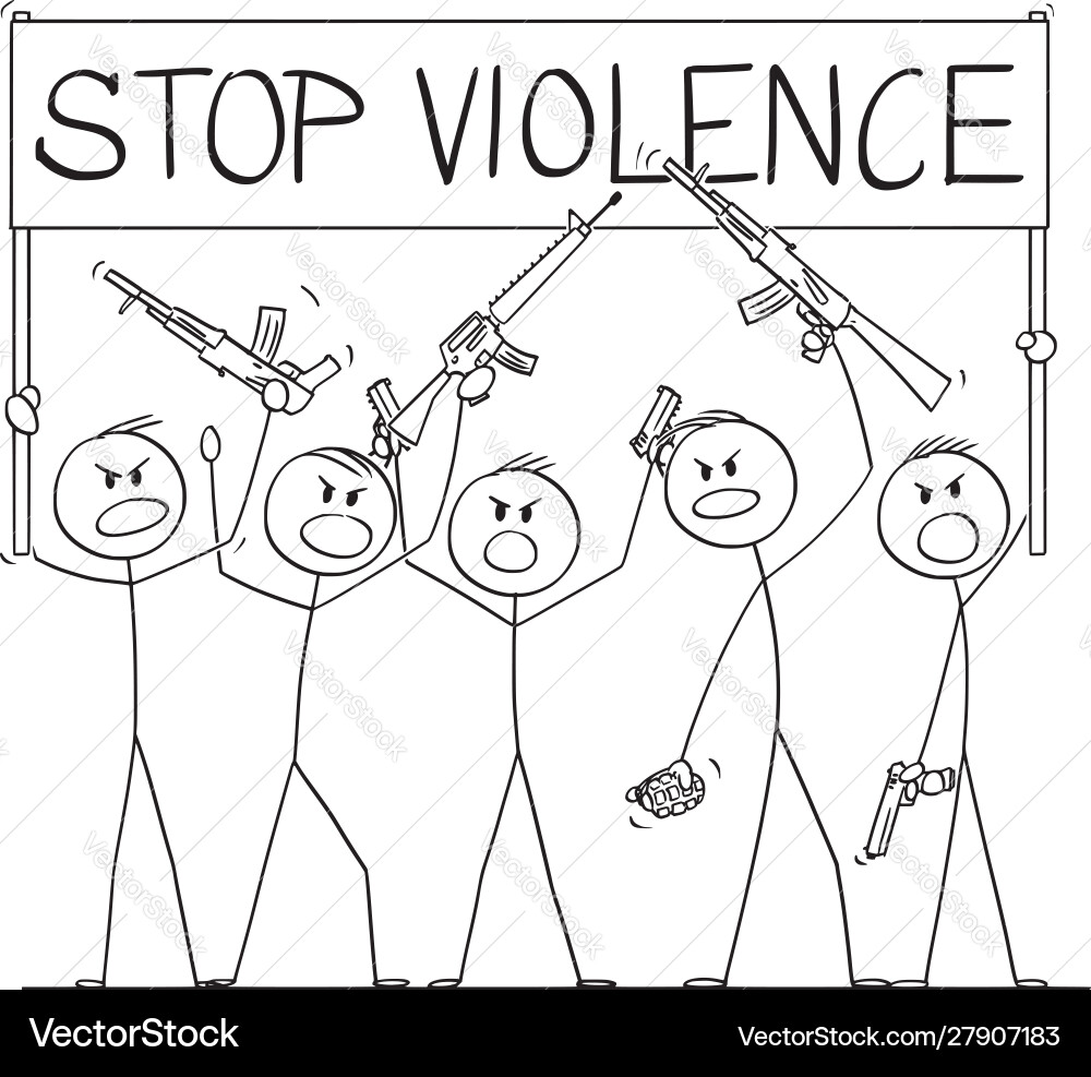 Cartoon group soldiers or armed people Royalty Free Vector