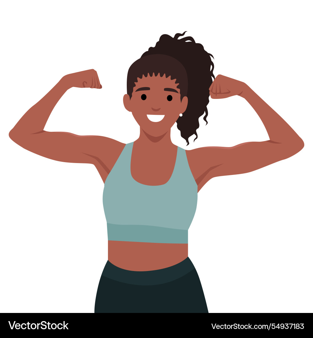 Fit Young Woman Flexing Muscles Royalty Free Vector Image
