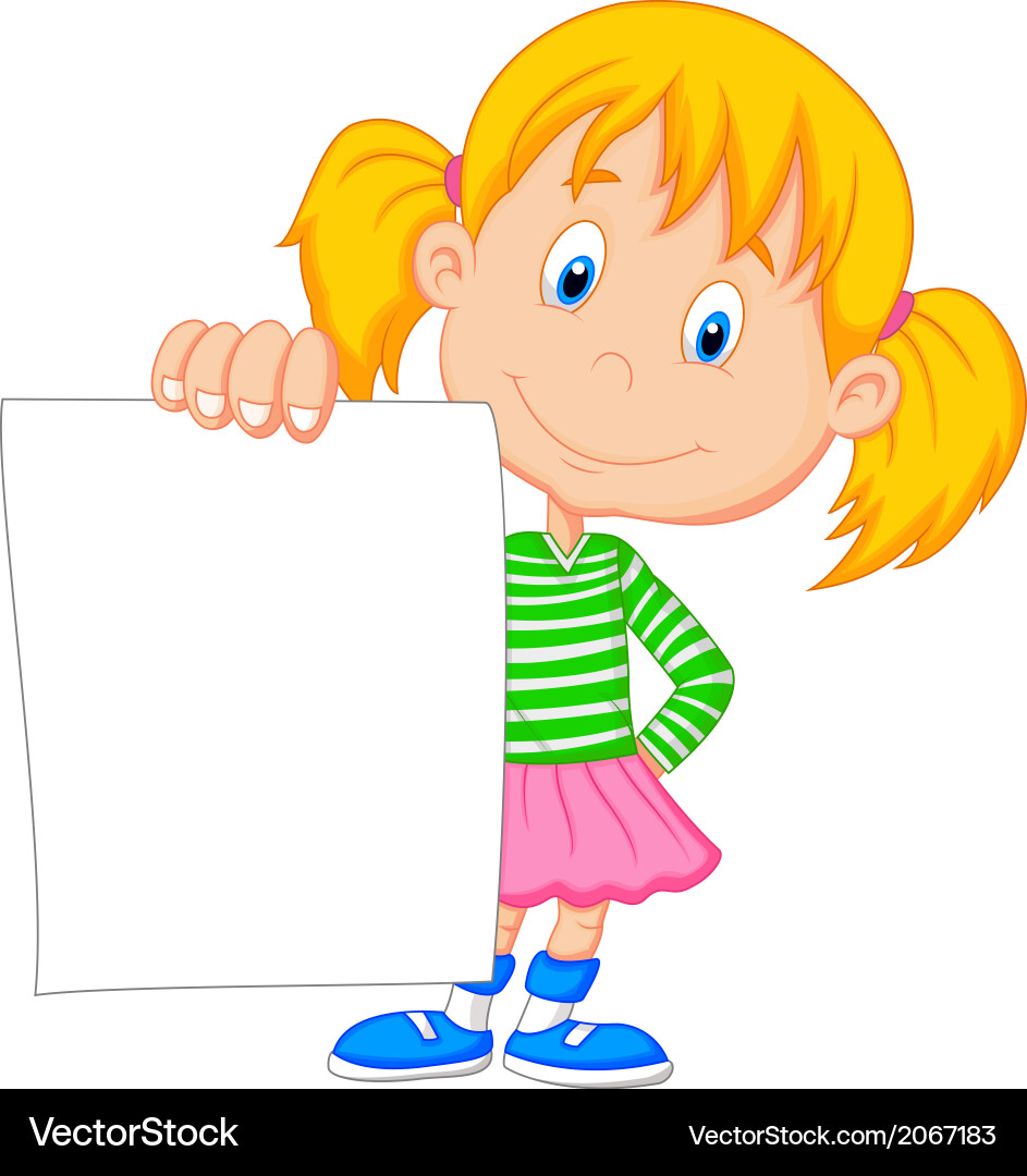 Girl Holding Paper Royalty Free Vector Image - VectorStock