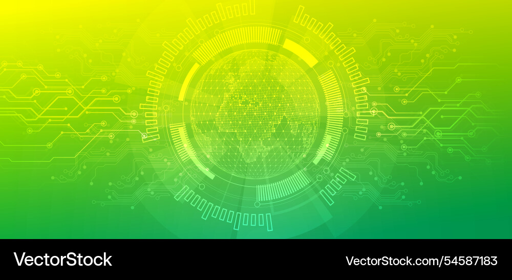 Green yellow abstract background digital tech Vector Image