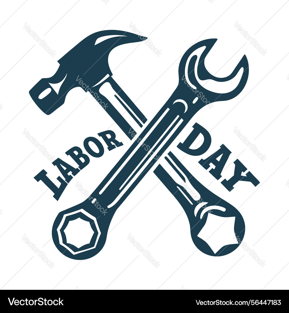 Labor day tools hammer and wrench symbol Vector Image