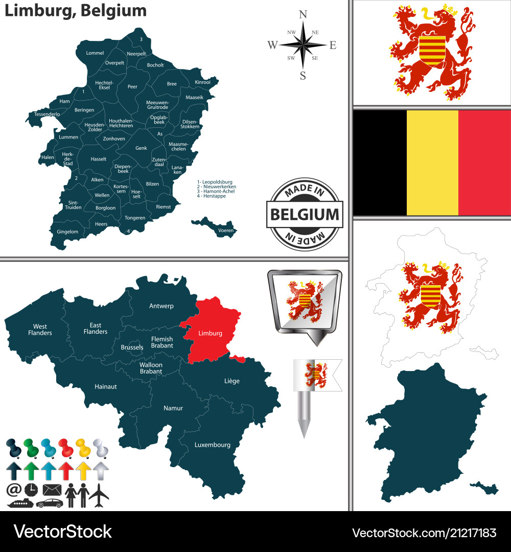Map of limburg belgium Royalty Free Vector Image