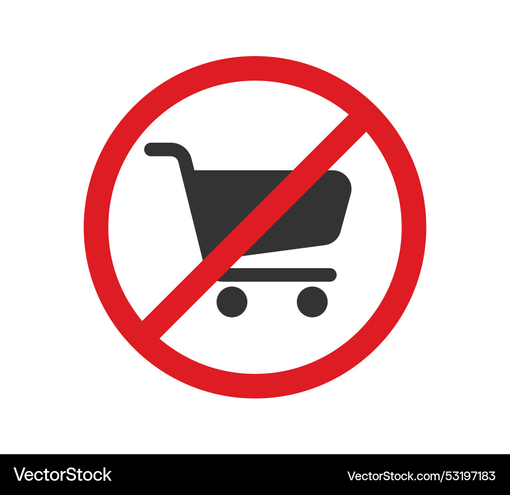 Shopping cart ban symbol icon Royalty Free Vector Image
