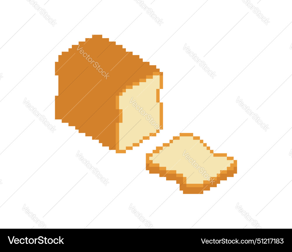 Sliced bread pixel art pixelated food rooty 8 bit Vector Image
