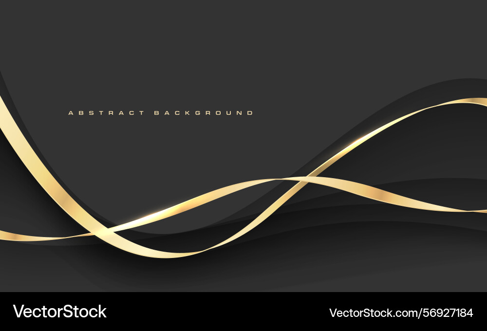 Abstract gold ribbon curve overlap on black Vector Image