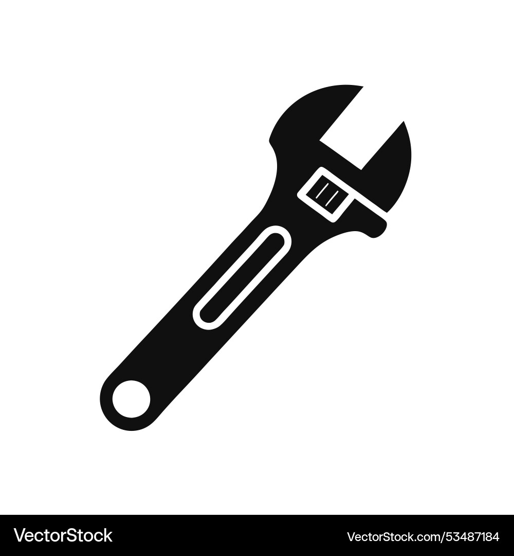 Black color adjustable wrench silhouette Vector Image