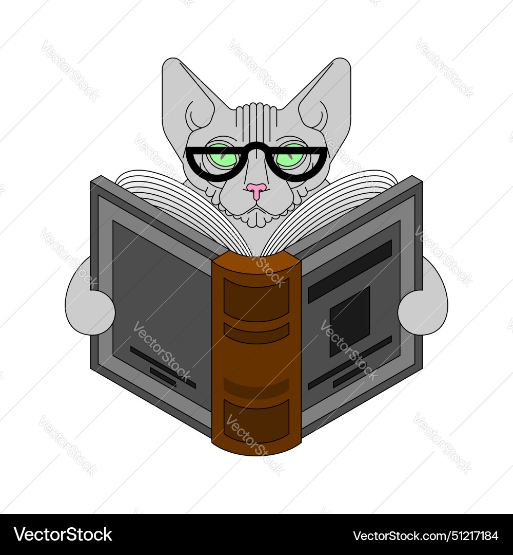 Cat is reading book kitten reader lovers Vector Image