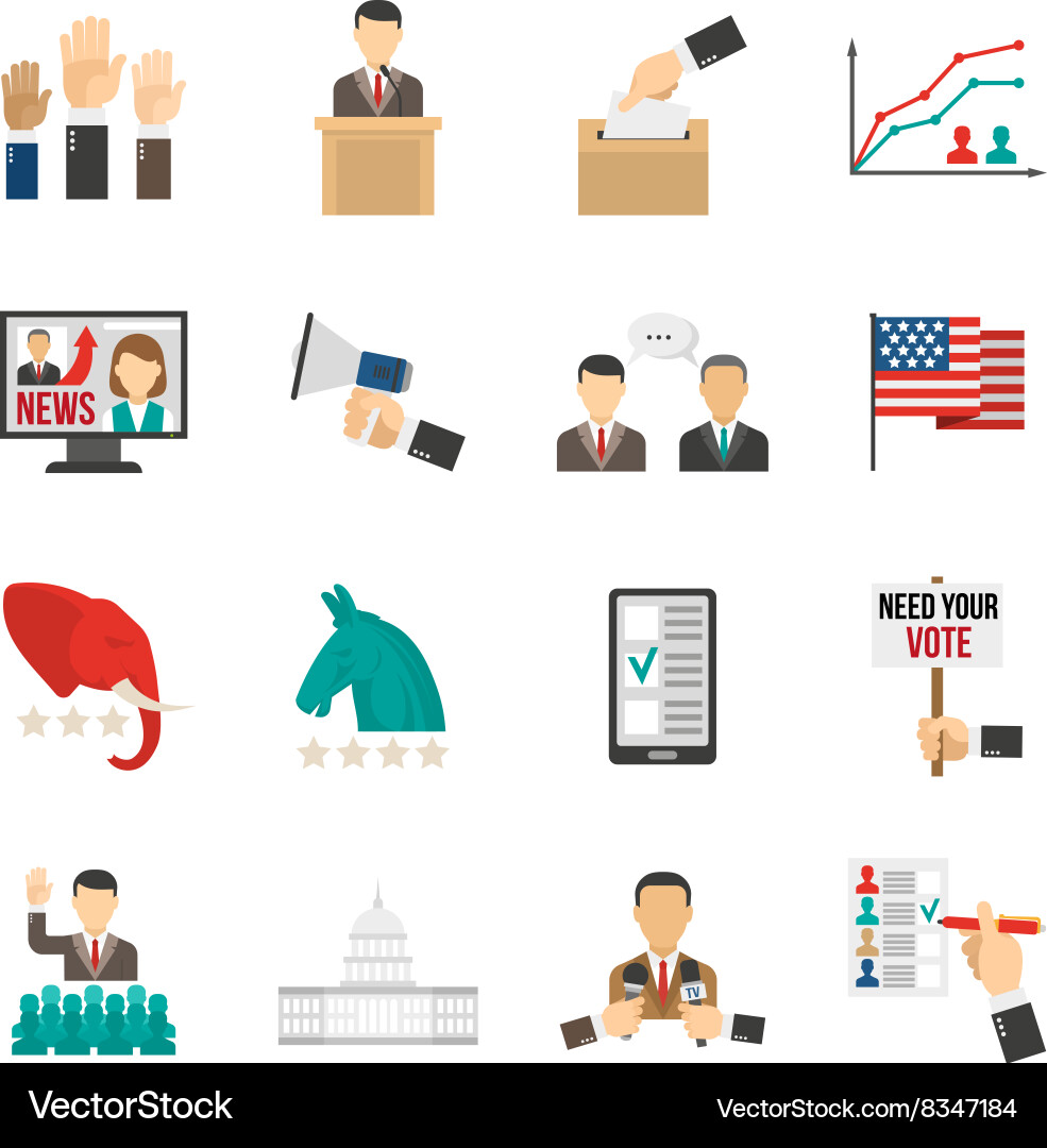Election color icons Royalty Free Vector Image