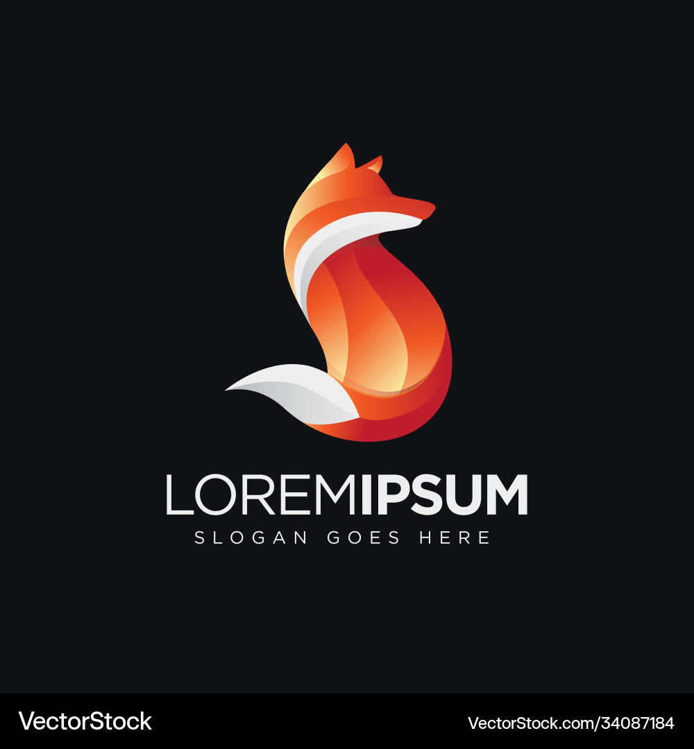 Geometric Red Fox Logo Royalty Free Vector Image