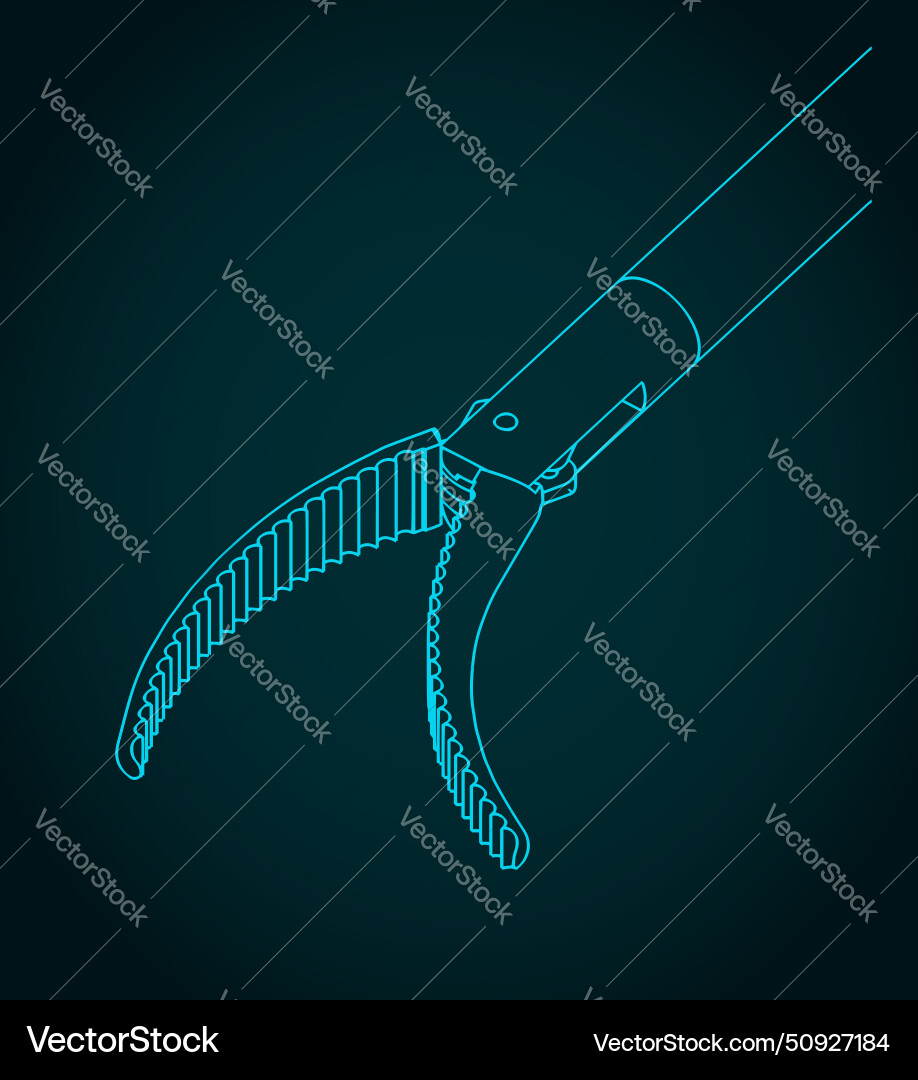 Laparoscopic forceps with curved head isometric Vector Image