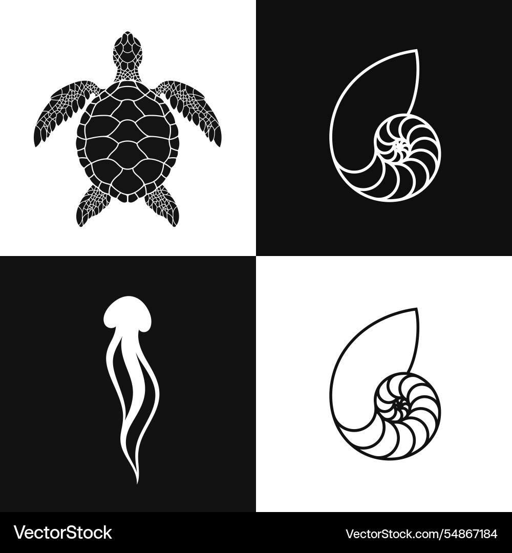 Sea life silhouette Royalty Free Vector Image - VectorStock