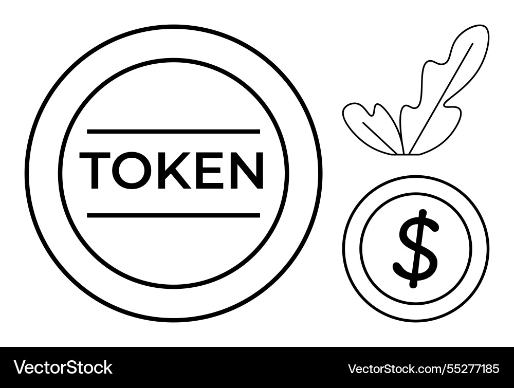 Cryptocurrency and digital tokens with dollar sign
