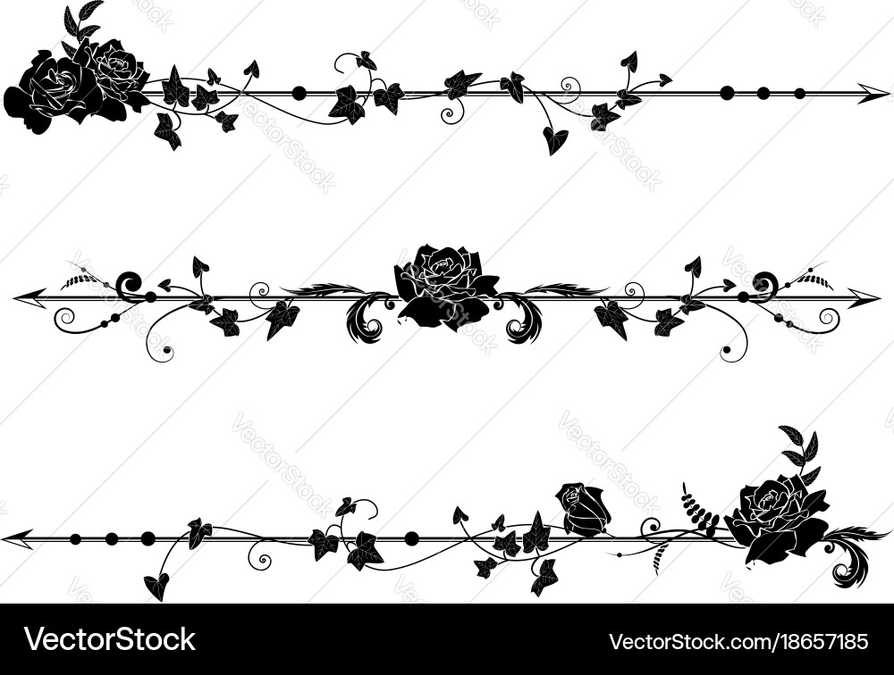 Dividers with roses and ivy Royalty Free Vector Image