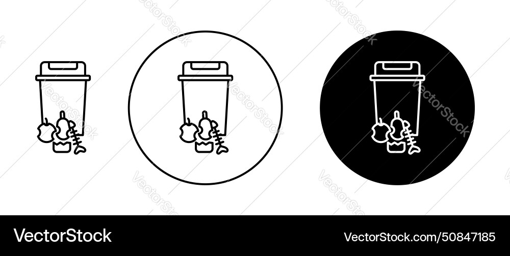 Food waste icon set trash symbol Royalty Free Vector Image