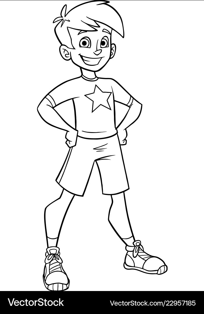 Little boy line art Royalty Free Vector Image - VectorStock