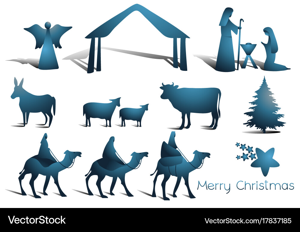Nativity scene elements Royalty Free Vector Image