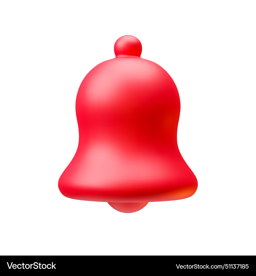 Plastic red hand bell icon 3d realistic on white Vector Image