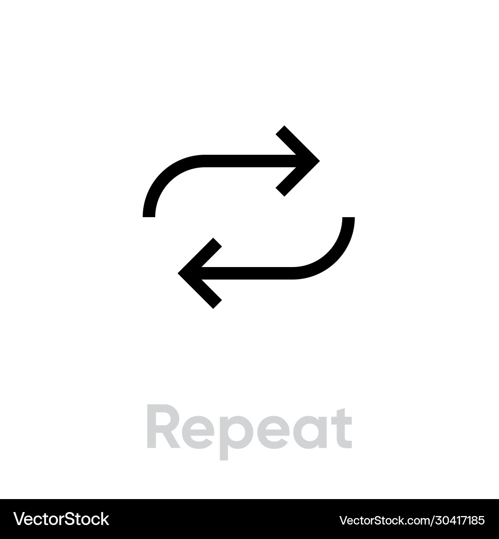 Repeat music player icon editable line Royalty Free Vector
