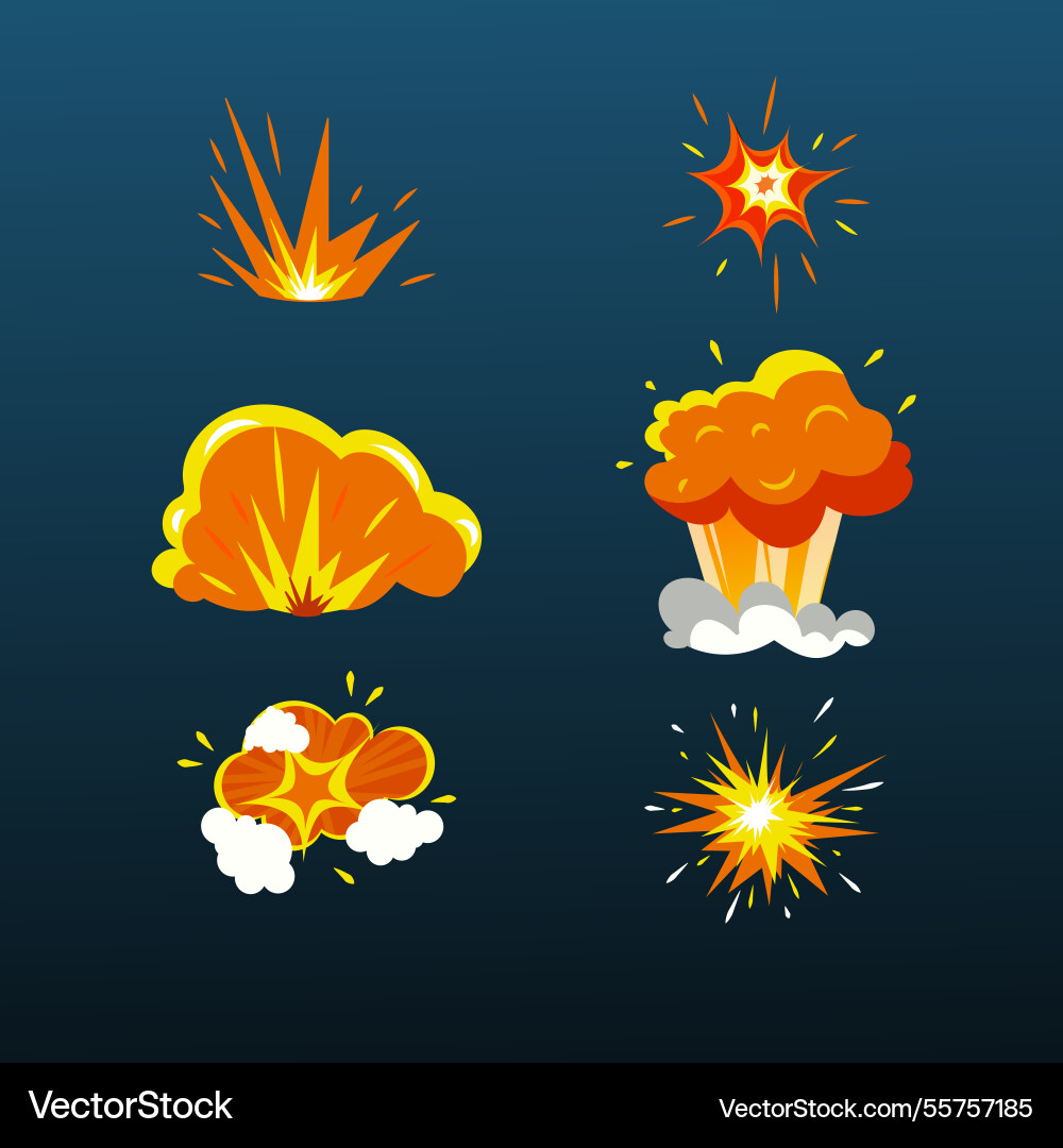 Set of bomb explosion effects Royalty Free Vector Image