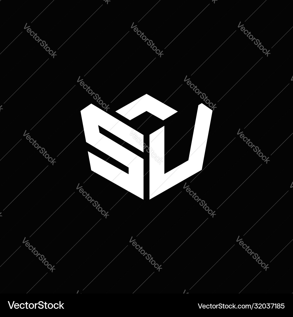 Su logo monogram with emblem style ribbon design Vector Image