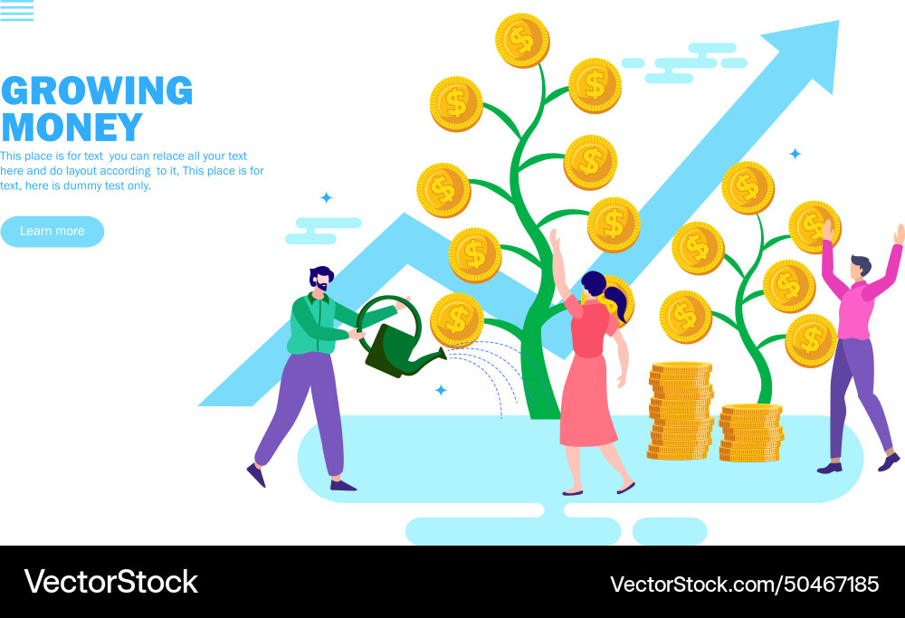 Team nurturing money growth Royalty Free Vector Image
