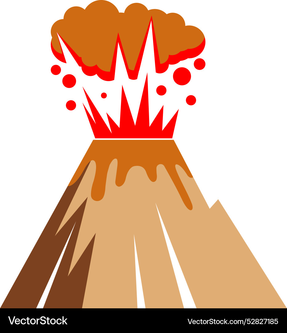Volcanic eruption color icon mountain crater Vector Image