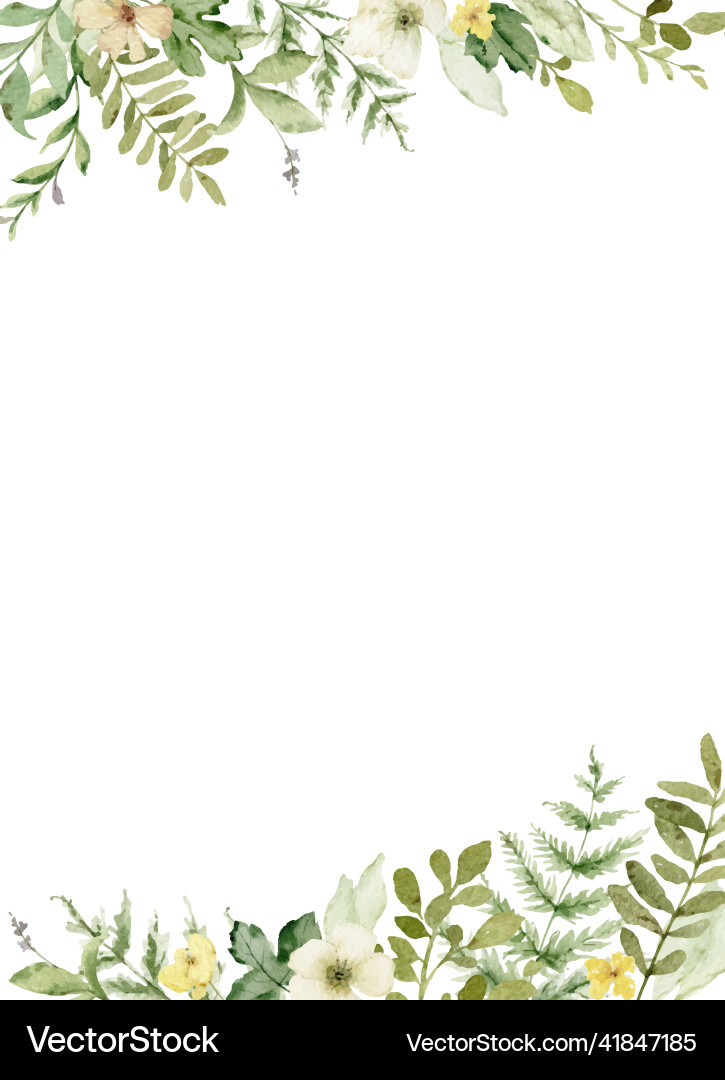 Watercolor frame with green forest foliage Vector Image