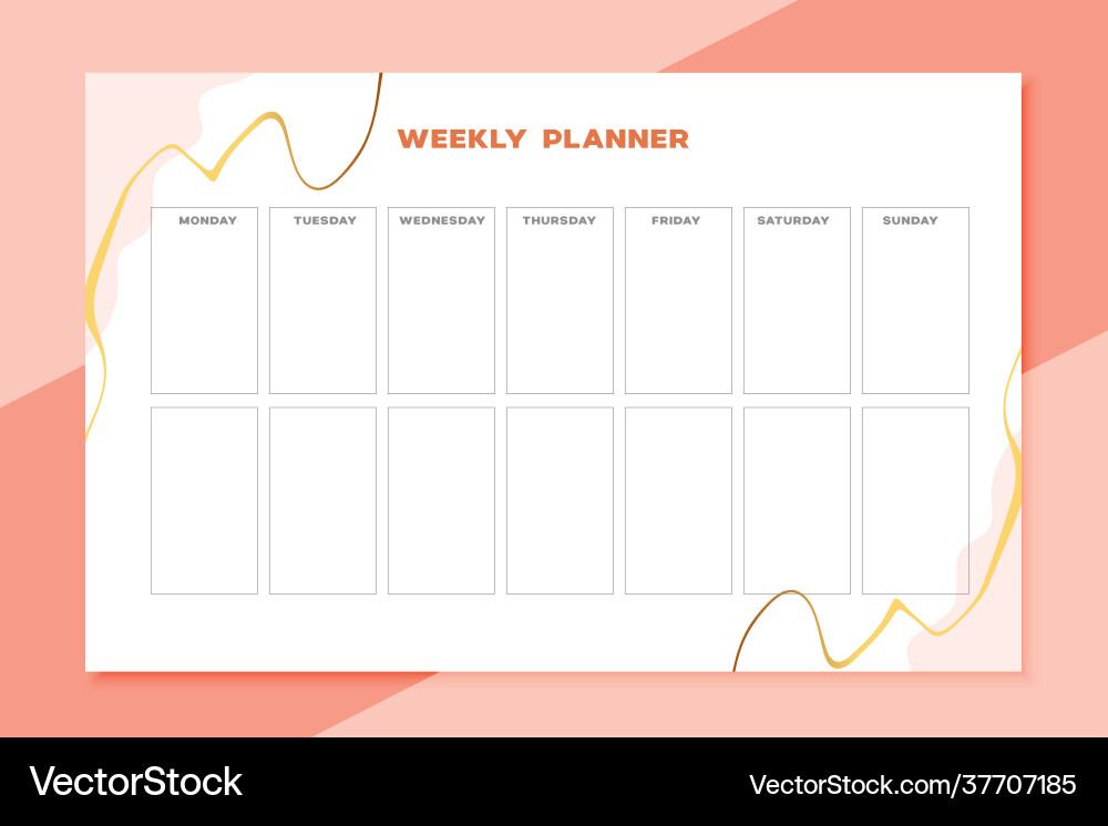 Weekly time schedule planner template Royalty Free Vector