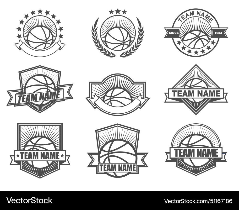 Basketball team logo collection set Royalty Free Vector