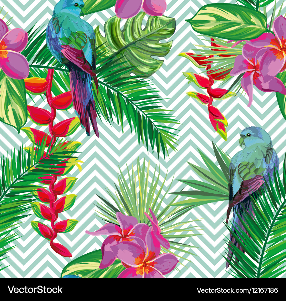 Beautiful seamless tropical jungle floral pattern Vector Image