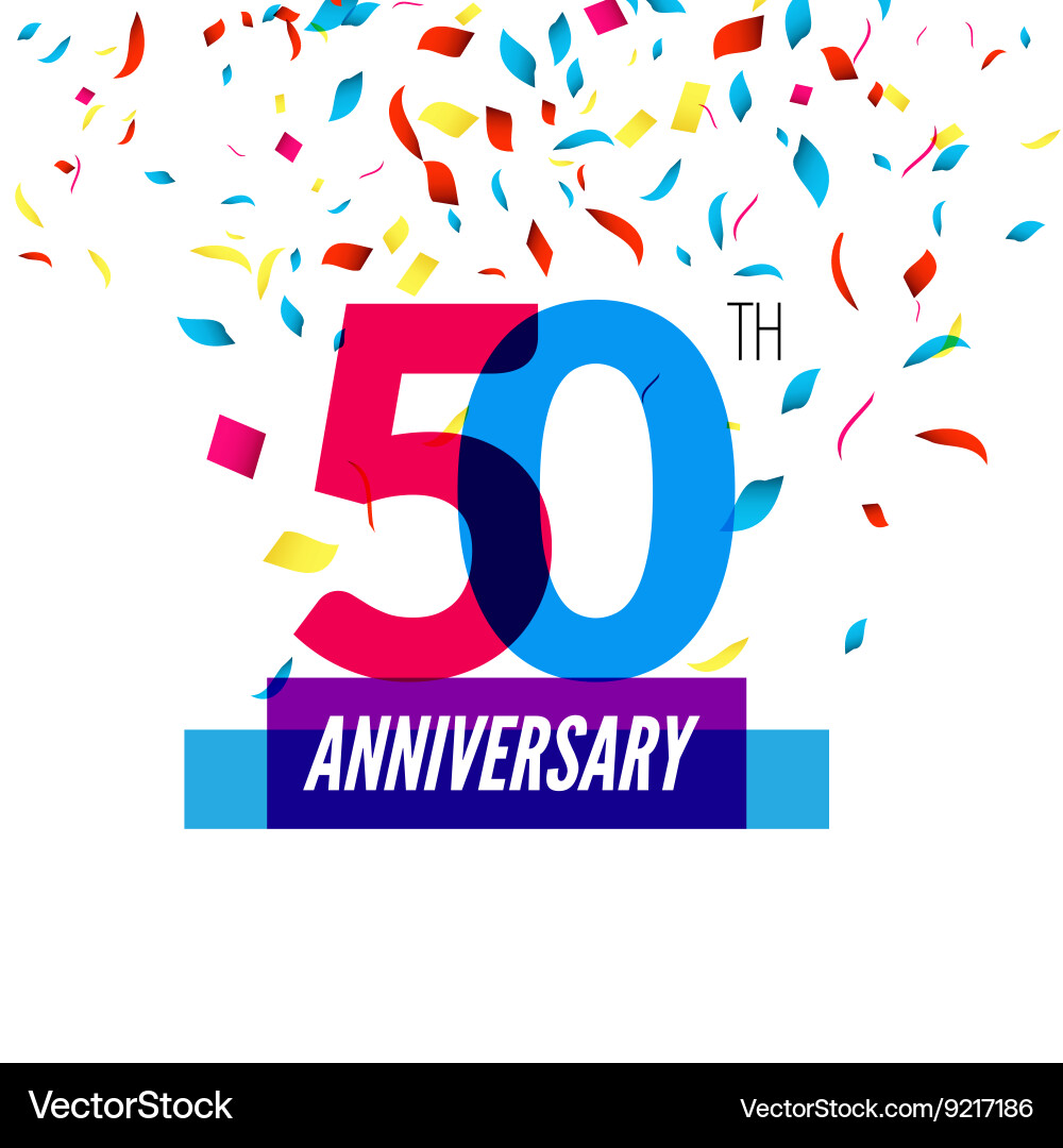 Colorful 50th Anniversary Celebration Icon Vector Image