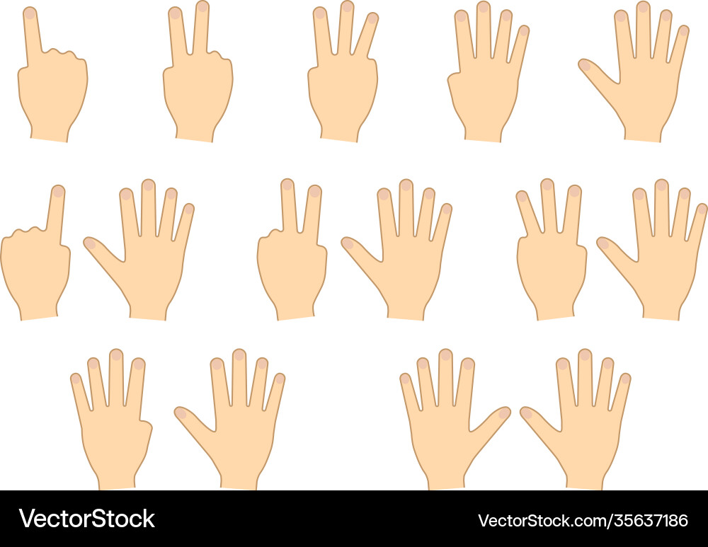 Fingers hands counting education set Royalty Free Vector