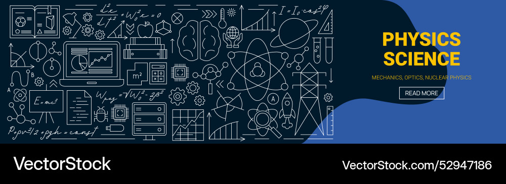 Line physics science web banner Royalty Free Vector Image
