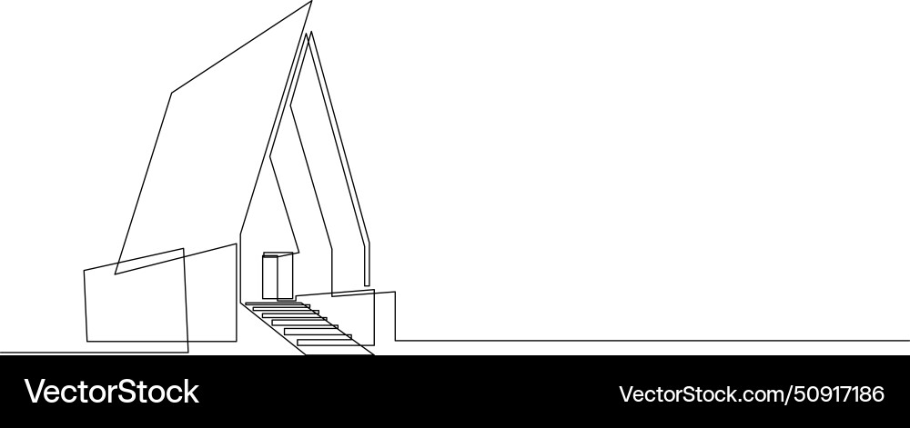 Modern house continuous line drawing family home Vector Image