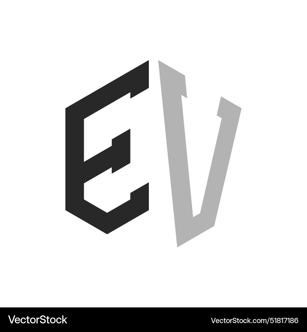 Modern unique hexagon letter ev logo design Vector Image