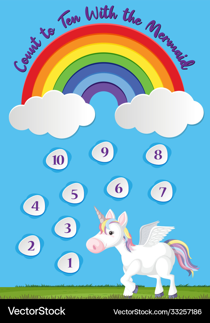 Rainbow Unicorn Counting for Kids Royalty Free Vector Image