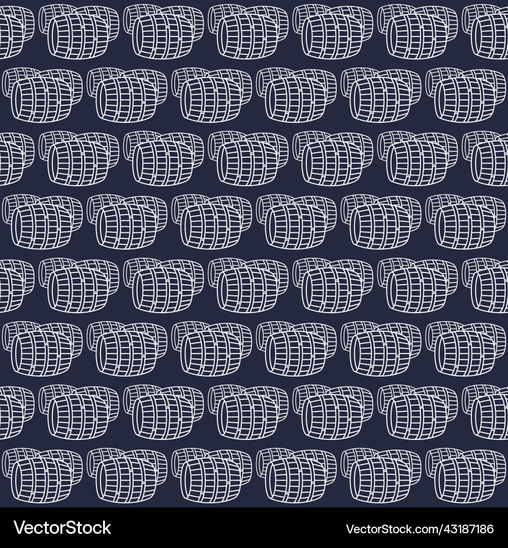 Seamless pattern with wooden barrels Royalty Free Vector