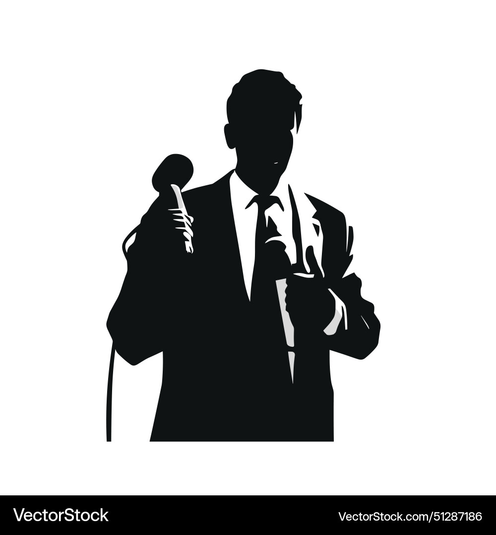 Silhouette of professional man speaking Royalty Free Vector